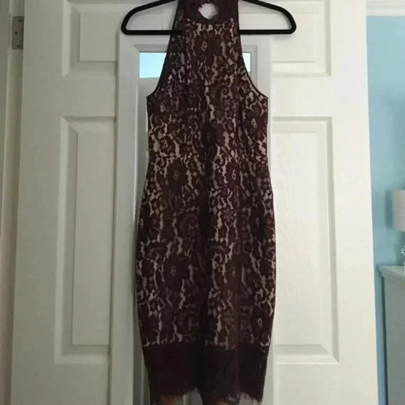 Dresses | Maroon Lace Cocktail Midi Dress | Poshmark
